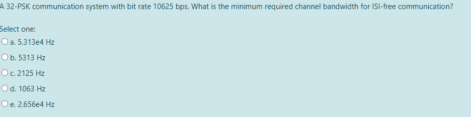 Solved A 32-PSK communication system with bit rate 10625 | Chegg.com