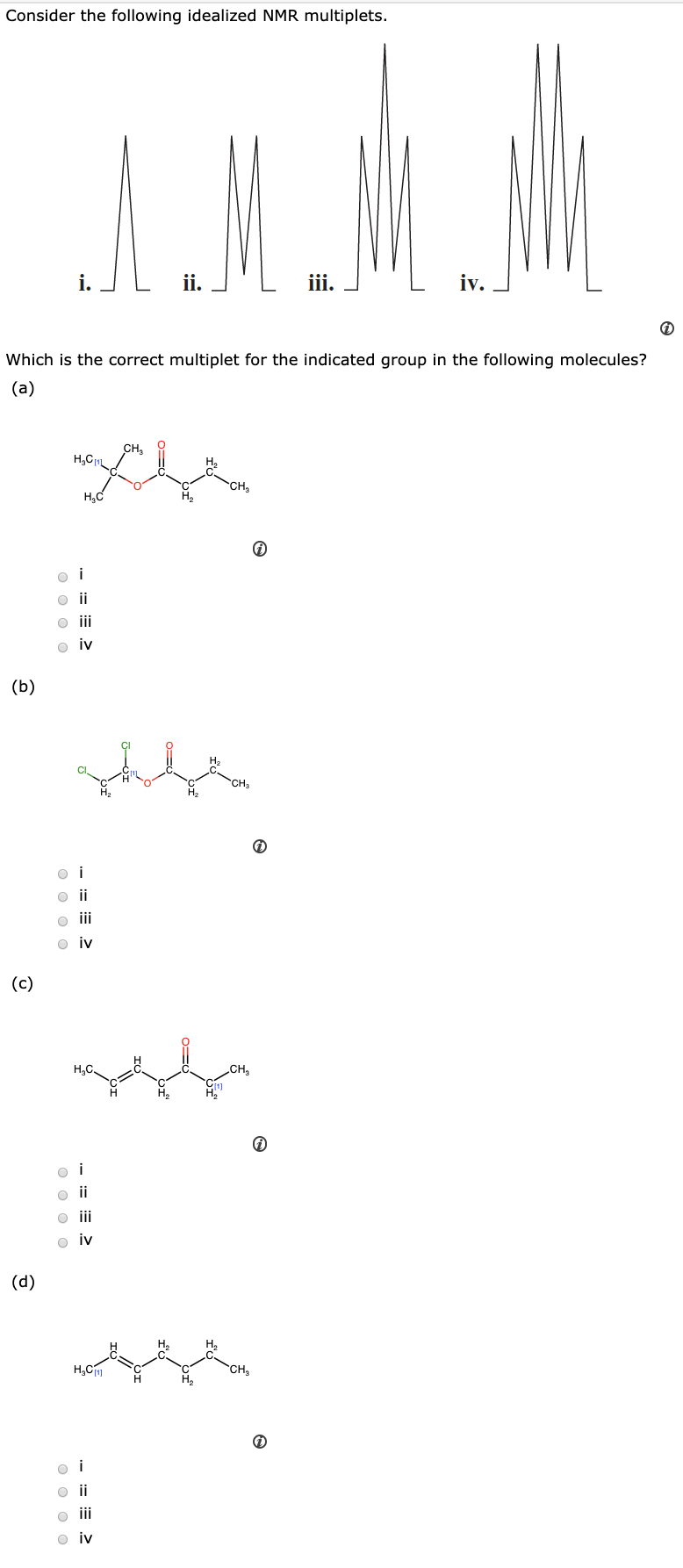 Solved Consider the following idealized NMR multiplets. الا | Chegg.com