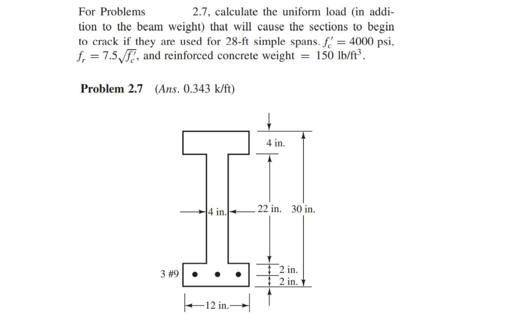 Solved For Problems 2.7, calculate the uniform load (in | Chegg.com