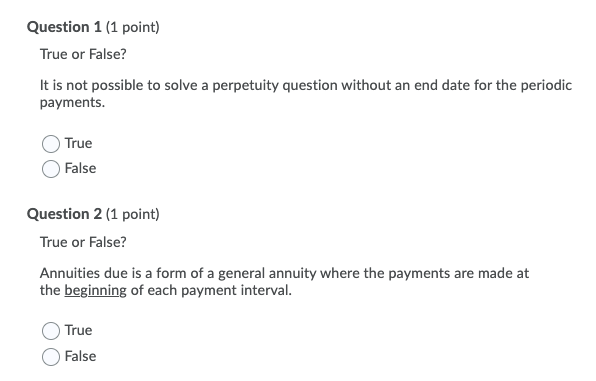 Solved Question 1 (1 point) True or False? It is not | Chegg.com