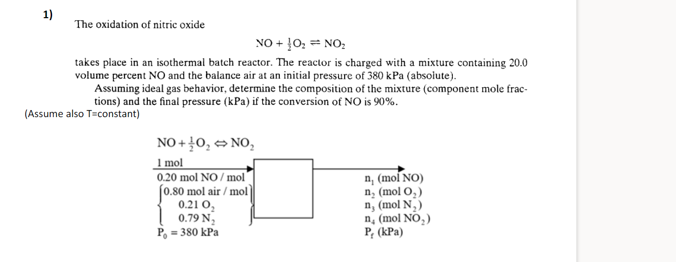 Solved The oxidation of nitric oxideNO+12O2⇌NO2takes place | Chegg.com