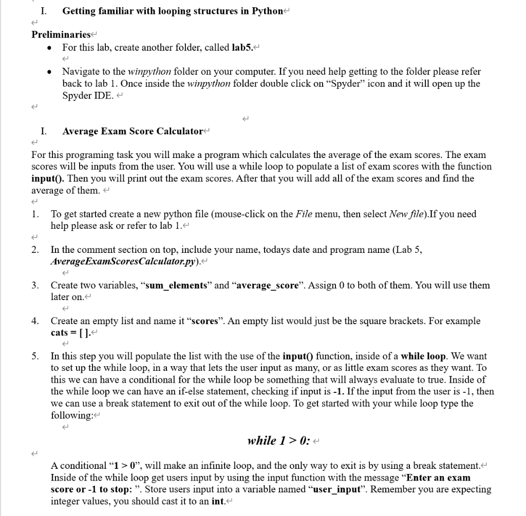 Solved I. Getting familiar with looping structures in Python | Chegg.com