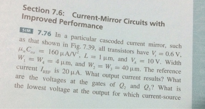 Solved Section 7.6: Current-Mirror Circuits with Improved | Chegg.com