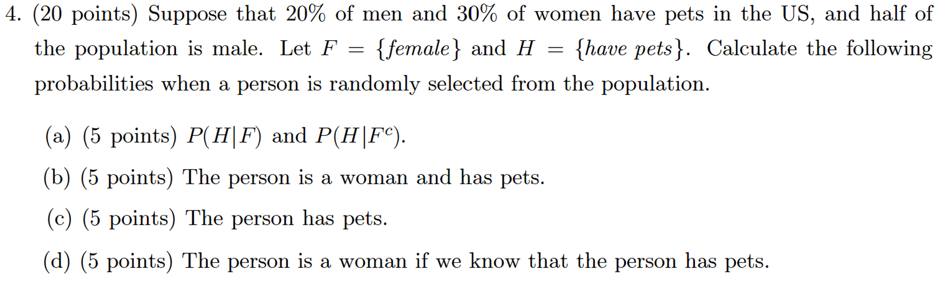 Solved (20 points) Suppose that 20% of men and 30% of | Chegg.com Solved (20 points) Suppose that 20% of men and 30% of | Chegg.com