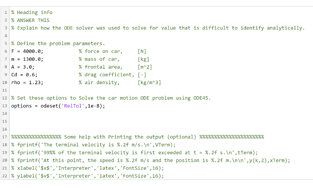 Solved (this is using MATLAB) You are driving your race | Chegg.com