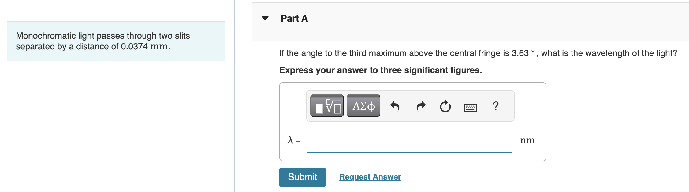 Solved Monochromatic light passes through two slits | Chegg.com