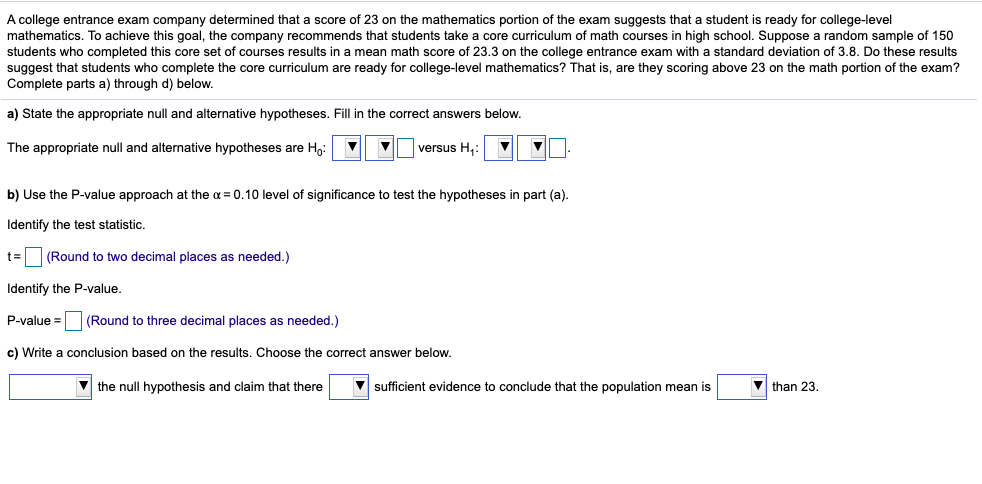 Solved A college entrance exam company determined that a | Chegg.com