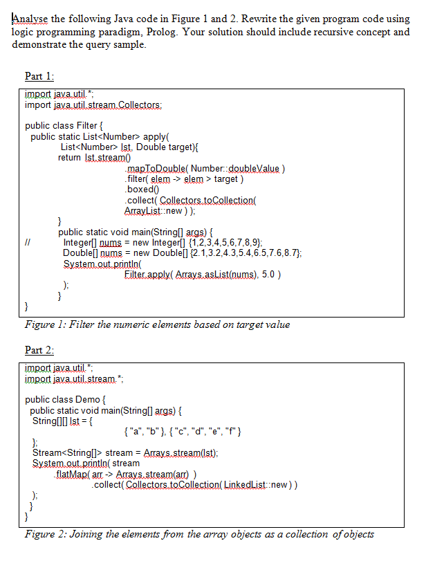 Analyse the following Java code in Figure 1 and 2. | Chegg.com