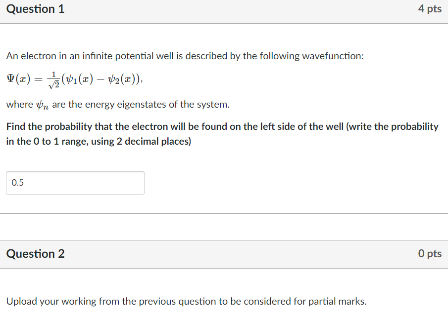 Solved An electron in an infinite potential well is | Chegg.com