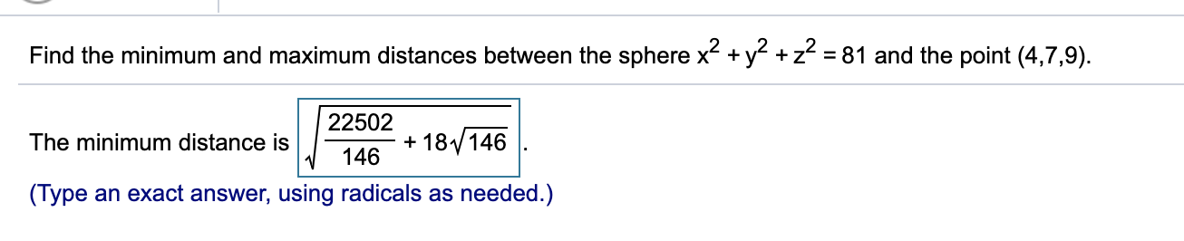 Solved Find the minimum and maximum distances between the | Chegg.com