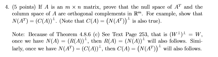 Solved A. (5 points) If A is an m × n matrix, prove that the | Chegg.com