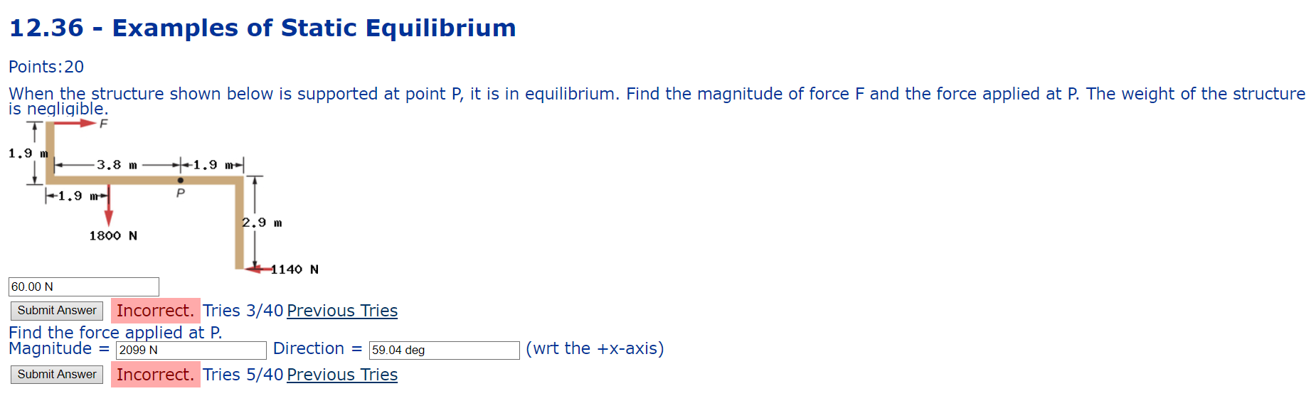 Solved 12.36 - Examples of Static Equilibrium Points: 20 | Chegg.com