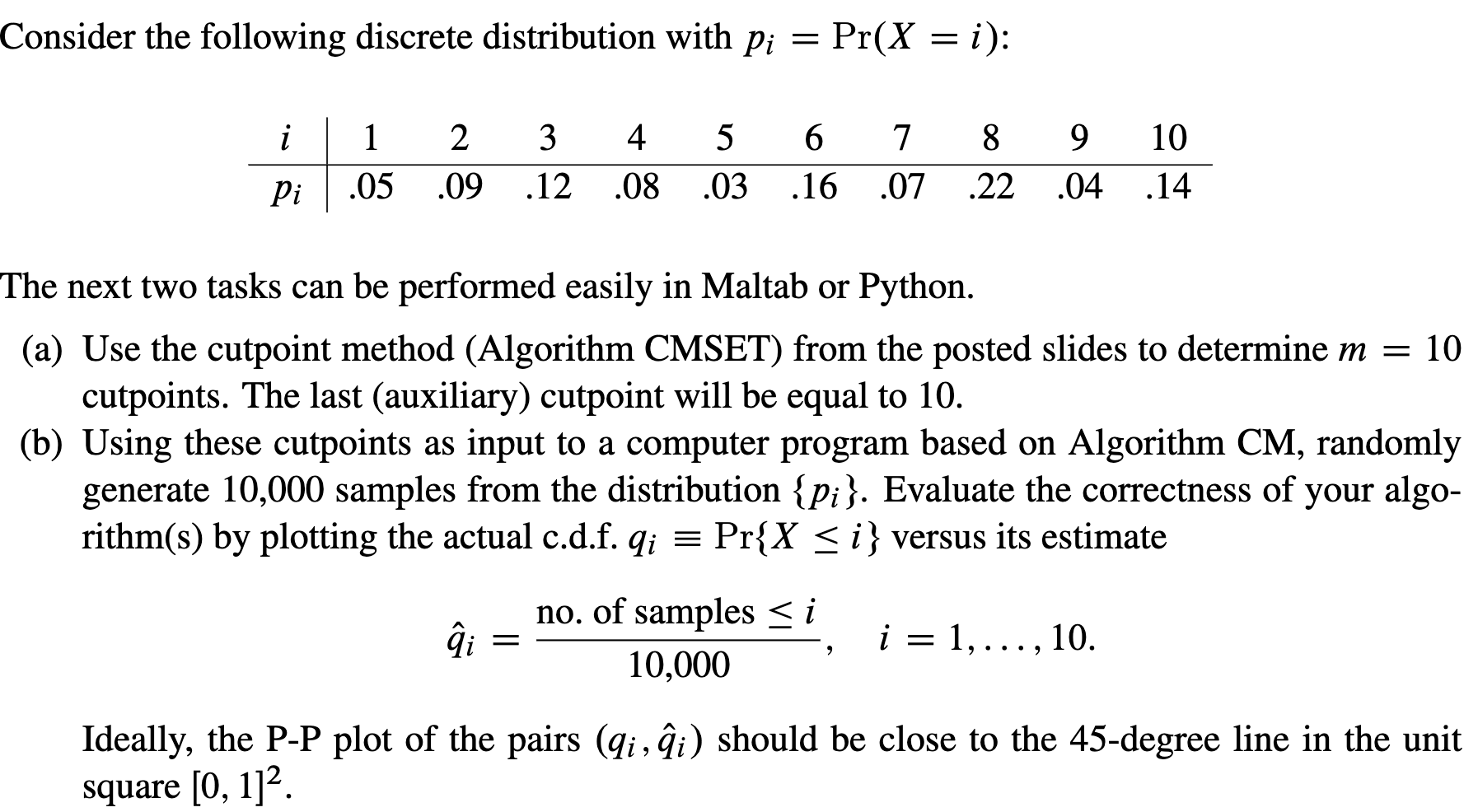Consider the following discrete distribution with Pi | Chegg.com