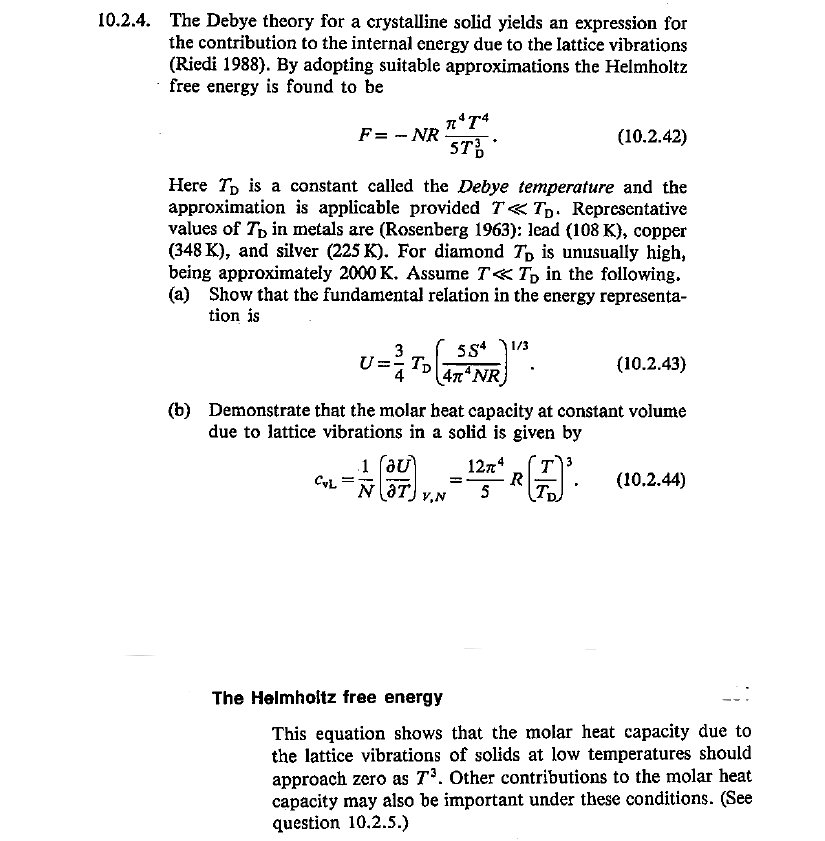 Solved 10.2.4. The Debye theory for a crystalline solid | Chegg.com