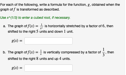 Solved For each of the following, write a formula for the | Chegg.com