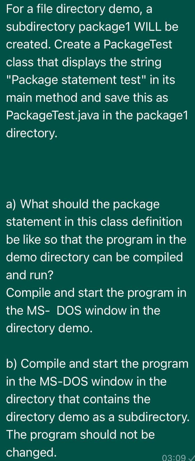 Solved For a file directory demo, a subdirectory package1 | Chegg.com