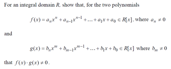 Solved For an integral domain R, show that, for the two | Chegg.com