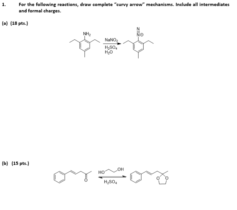 Solved 1. For the following reactions, draw complete Solved 1. For the following reactions, draw complete