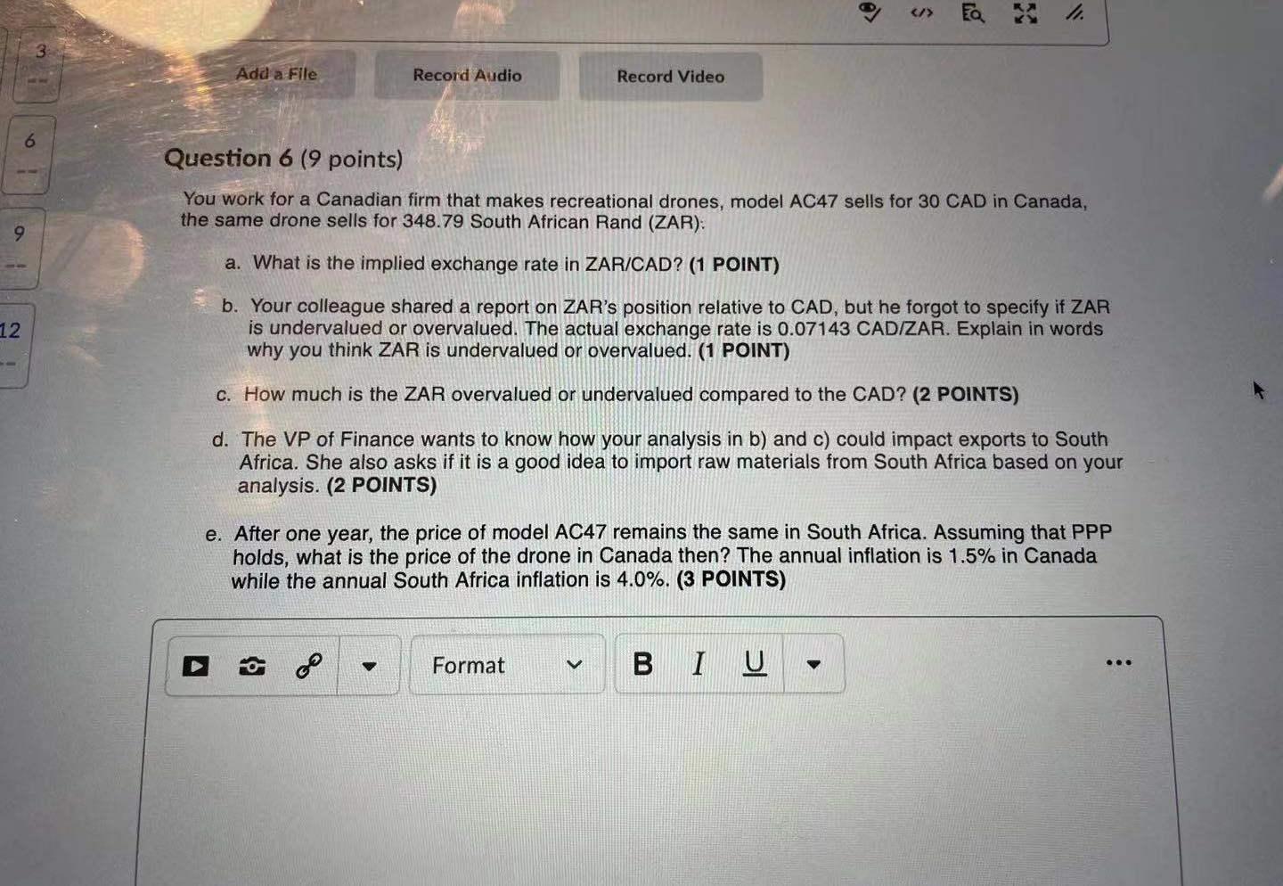 Solved Add a File Record Audio Record Video 6 Question 6 (9 | Chegg.com