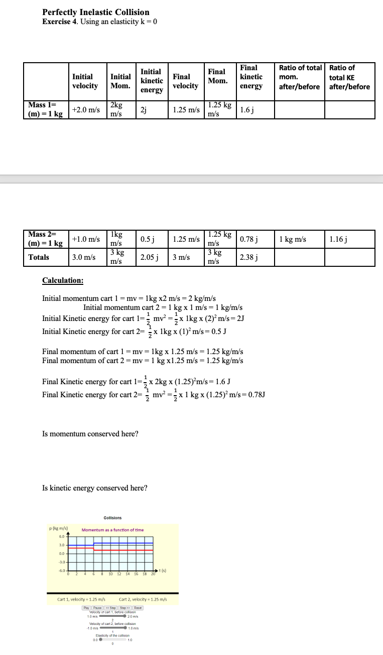 Solved Perfectly Inelastic Collision Exercise 4. Using an | Chegg.com