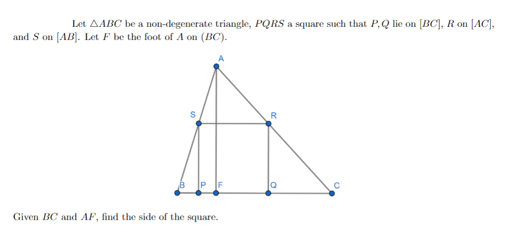 Solved Let ABC be a non-degenerate triangle, PQRS a square | Chegg.com