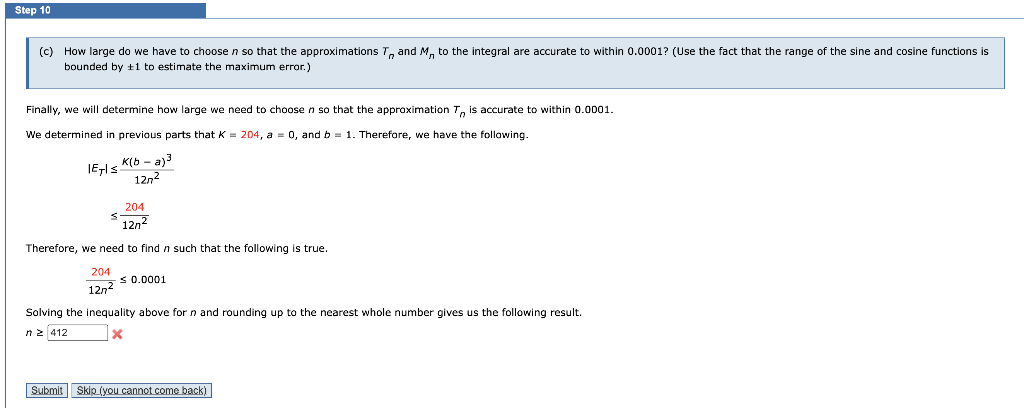 Solved (c) How large do we have to choose n so that the | Chegg.com