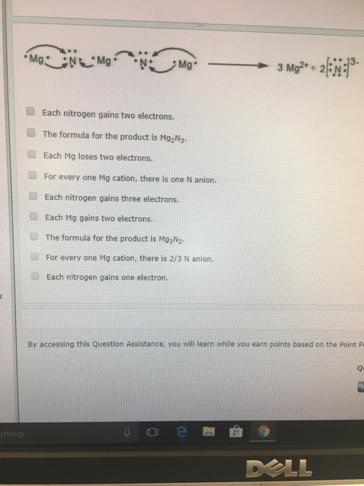 Solved 3 Mg22N Each nitrogen gains two electrons. The | Chegg.com