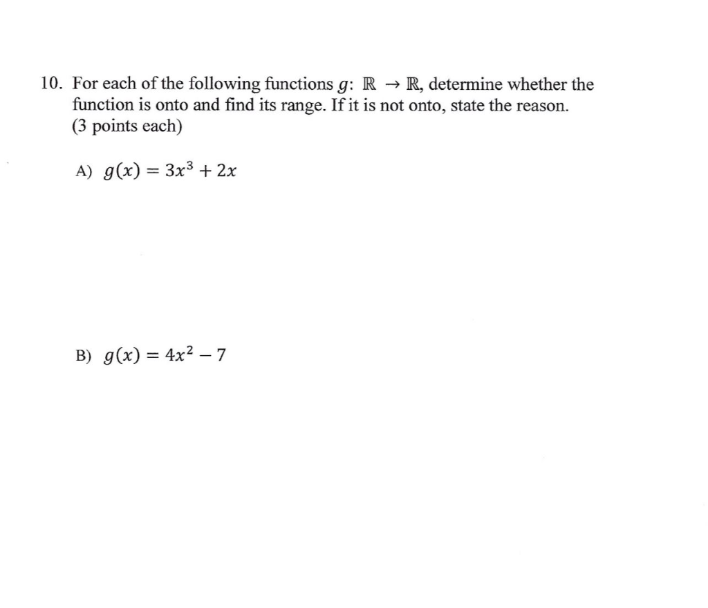 10. For each of the following functions g: R → R, | Chegg.com