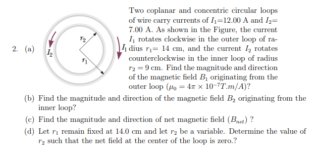 Solved Two coplanar and concentric circular loops of wire | Chegg.com