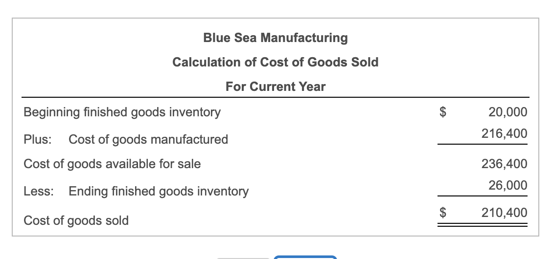 Solved Prepare the income statement for Blue Sea Company for | Chegg.com
