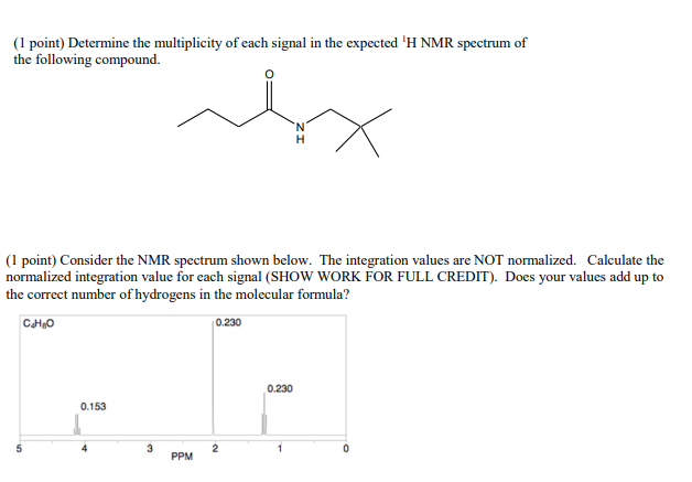 Solved (1 point) Determine the multiplicity of each signal | Chegg.com