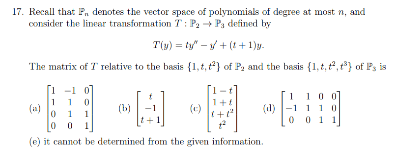 Solved 7. Recall that Pn denotes the vector space of | Chegg.com
