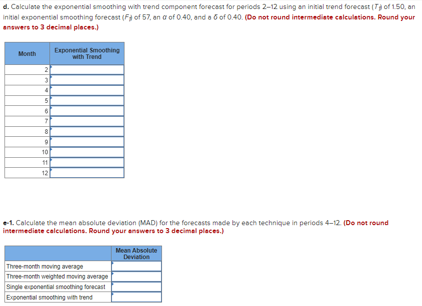 Solved Your manager is trying to determine what forecasting | Chegg.com