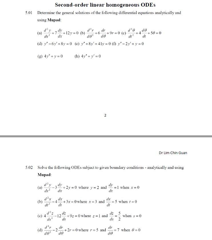 Solved Direct Integration + Separation Variables + | Chegg.com