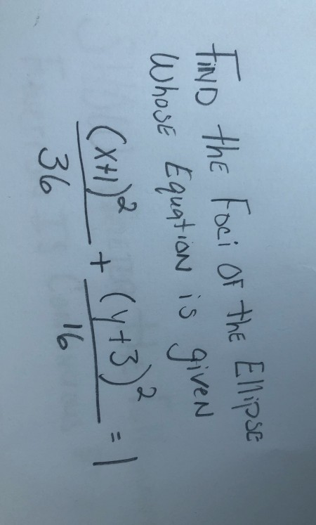 Solved Find the Foci of the Ellipse Whose Equation is given | Chegg.com