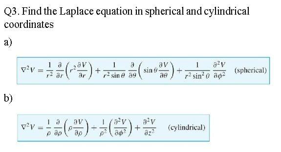 Solved Q3. Find the Laplace equation in spherical and | Chegg.com