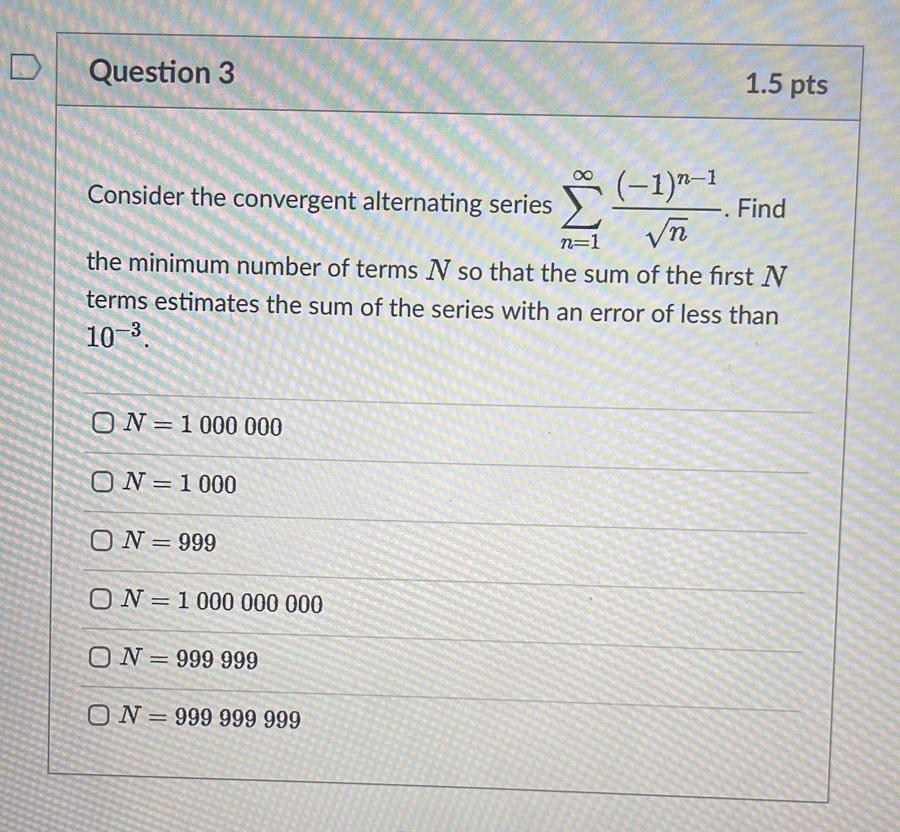 Consider the convergent alternating series | Chegg.com