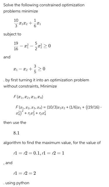Solved Solve The Following Constrained Optimization Problems 