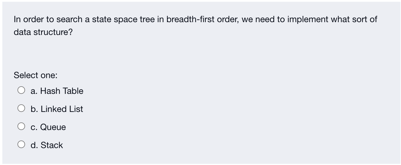 Solved In order to search a state space tree in | Chegg.com