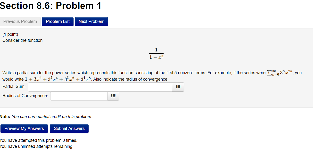 Solved Section 8.6: Problem 1 Previous Problem Problem List | Chegg.com