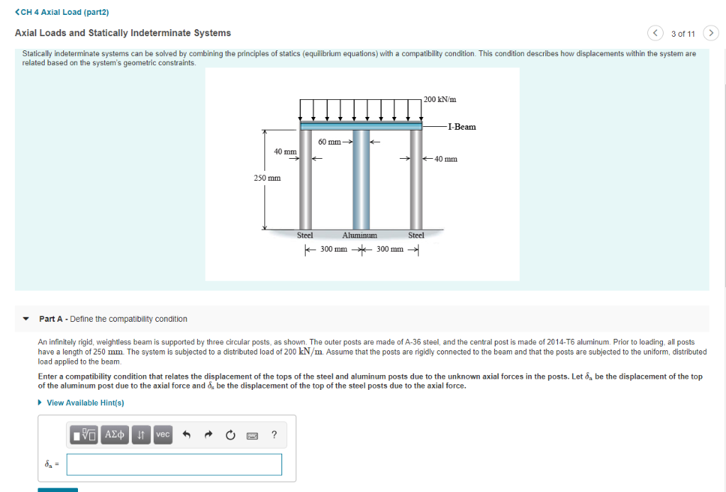 Solved CH 4 Axial Load (part2) Axial Loads and Statically | Chegg.com