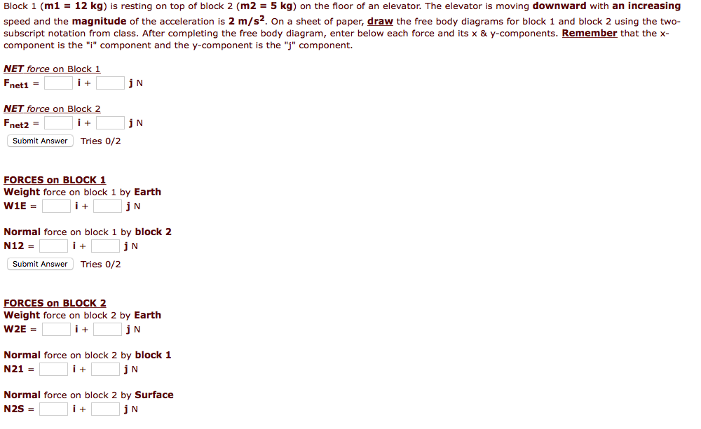 Solved Block 1 (m1 = 12 kg) is resting on top of block 2 (m2 | Chegg.com