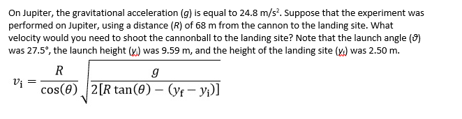 Solved On Jupiter, the gravitational acceleration (g) is | Chegg.com