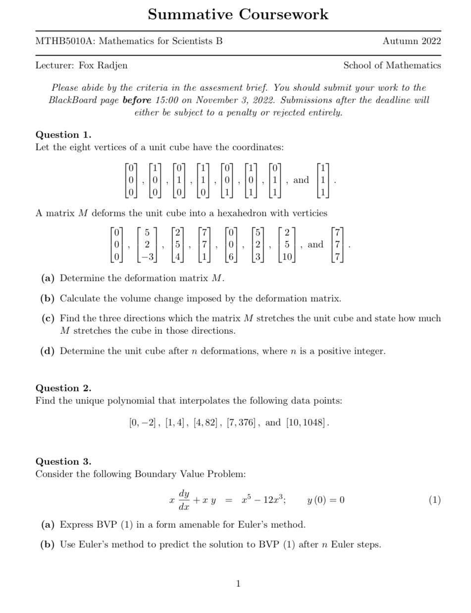Lecturer: Fox Radjen School of Mathematics Please | Chegg.com