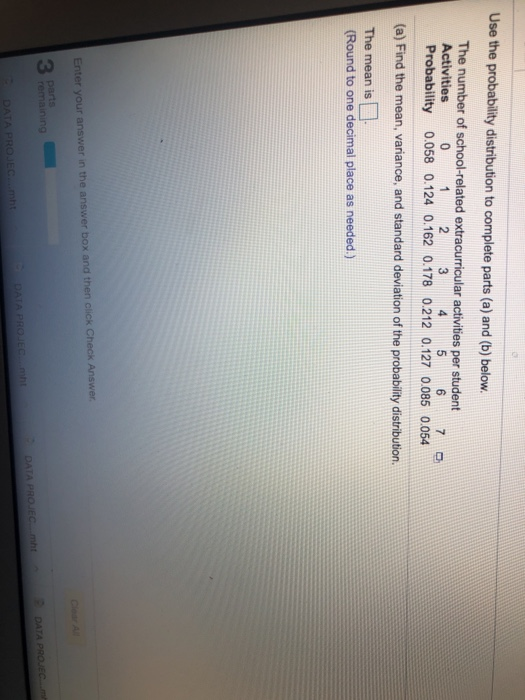 Solved Use the probability distribution to complete parts | Chegg.com