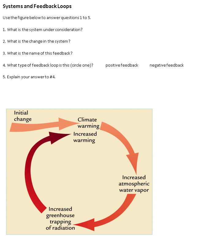 Solved Systems and Feedback Loops Use the figure below to | Chegg.com