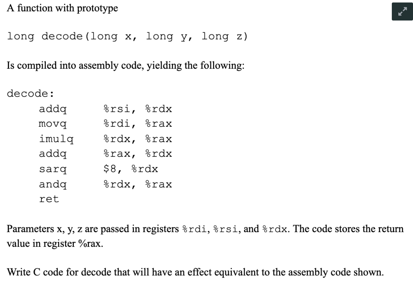 Solved A function with prototype long decode (long x, long | Chegg.com