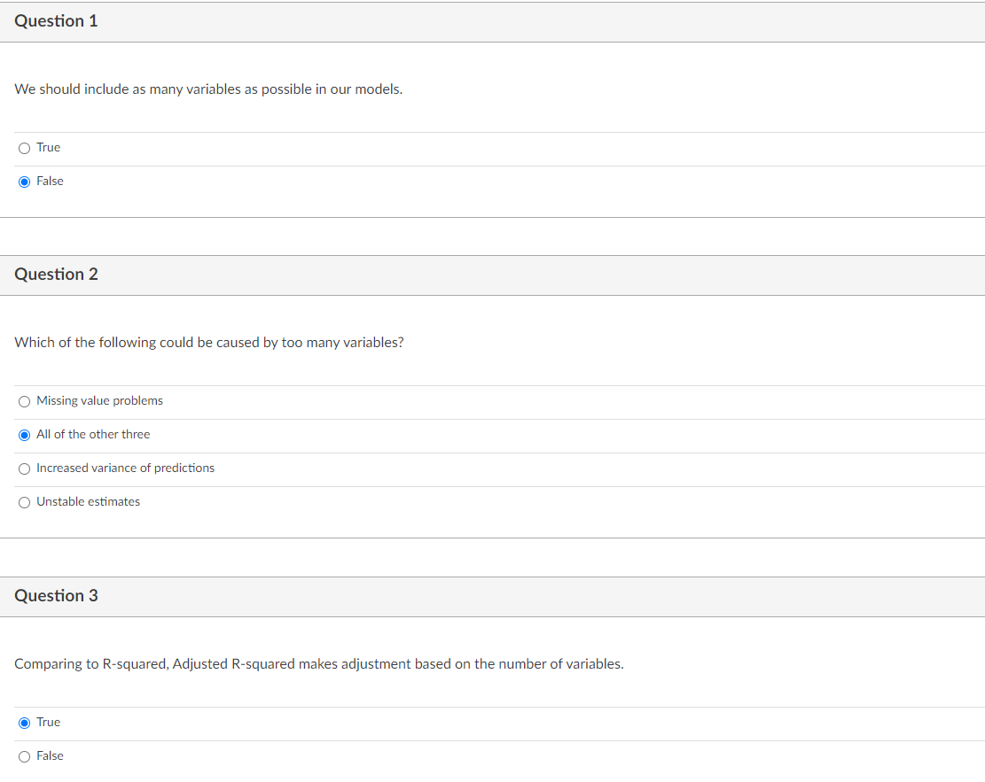 Solved Question 1 We should include as many variables as | Chegg.com