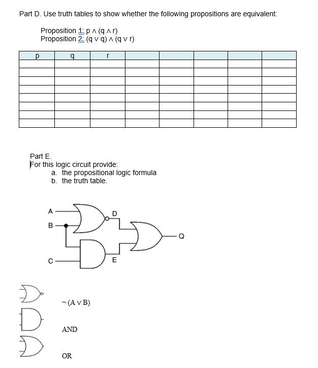 Solved Part D. Use truth tables to show whether the | Chegg.com