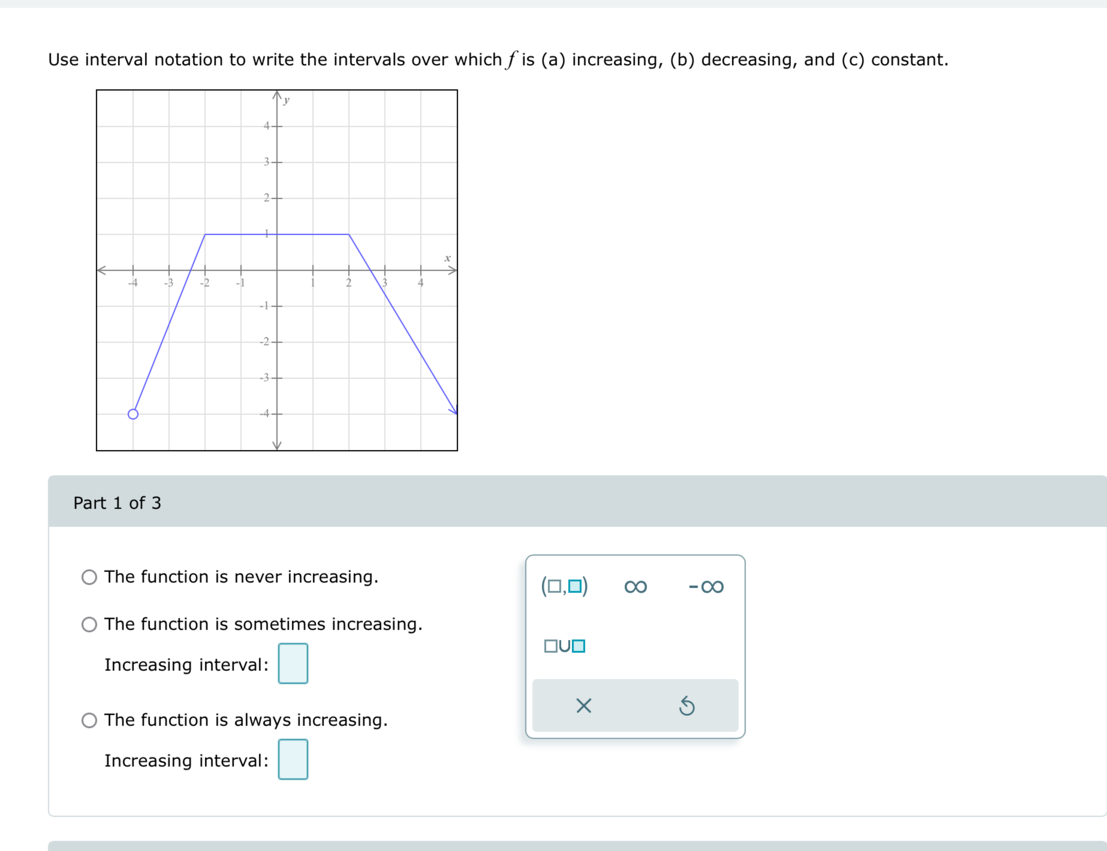 Solved Use interval notation to write the intervals over | Chegg.com